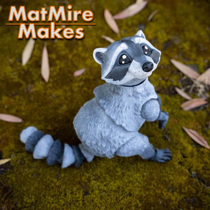 3D Printable Raccoon, Print-In-Place Body, Snap-Fit Head, Cute Flexi, multicolor 3mf by MatMire ...